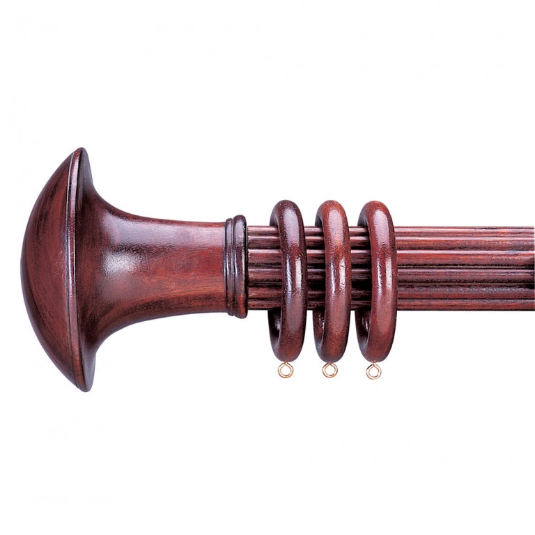 Reeded Mahogany Pole & Rings - Edward Harpley